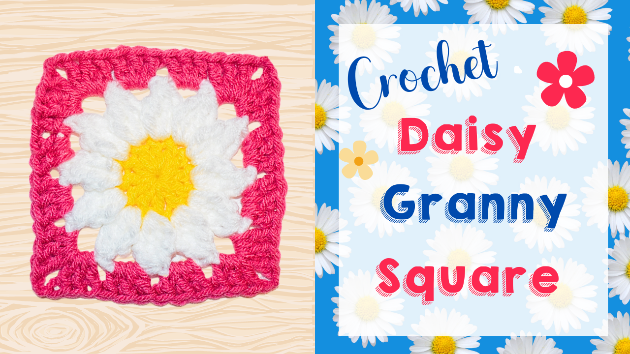 Crochet Daisy Flower Granny Square Tutorial for Beginners - Amys DIY ...
