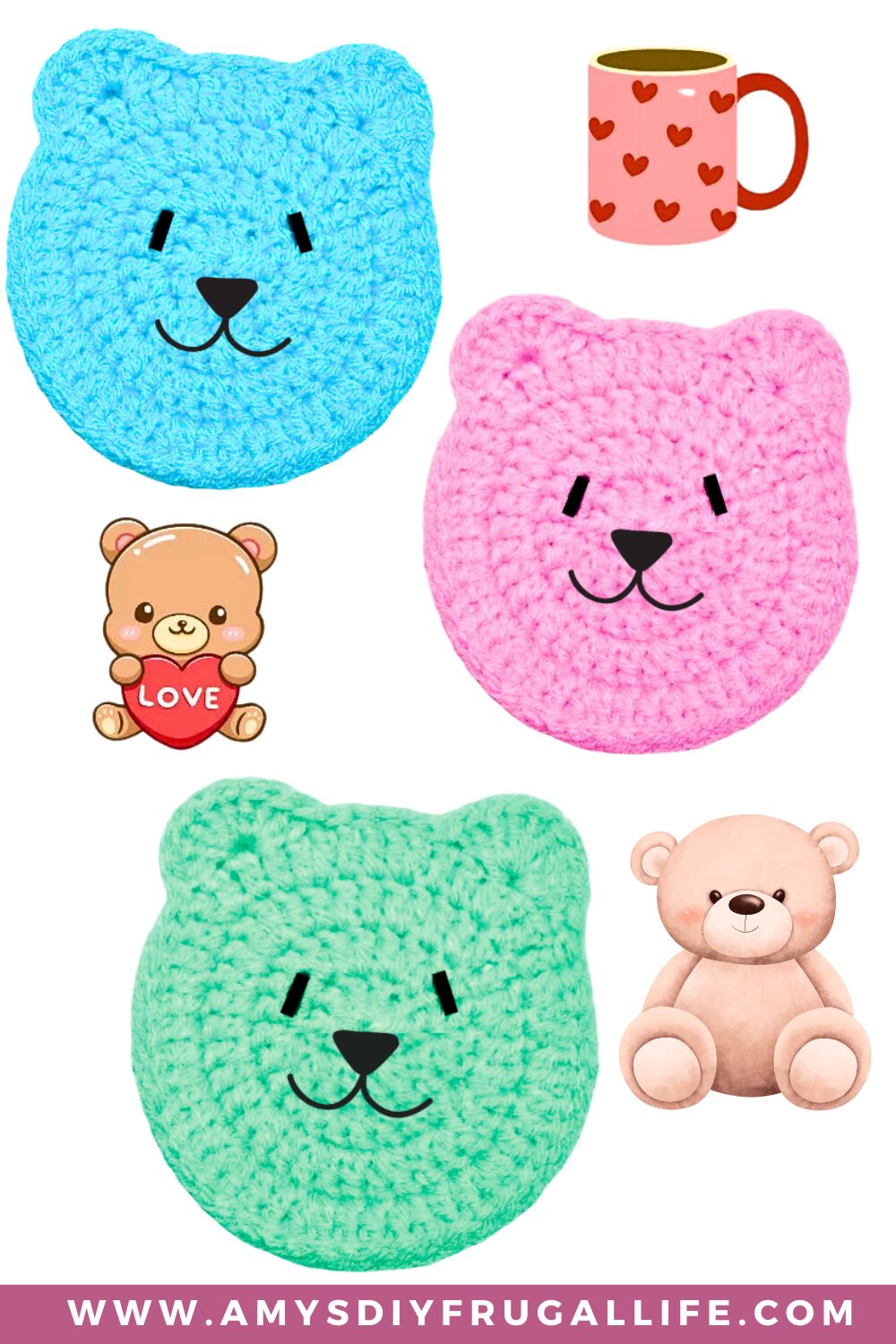Easy Crochet Bear Coaster: Perfect for Beginners! - Amys DIY Frugal Life