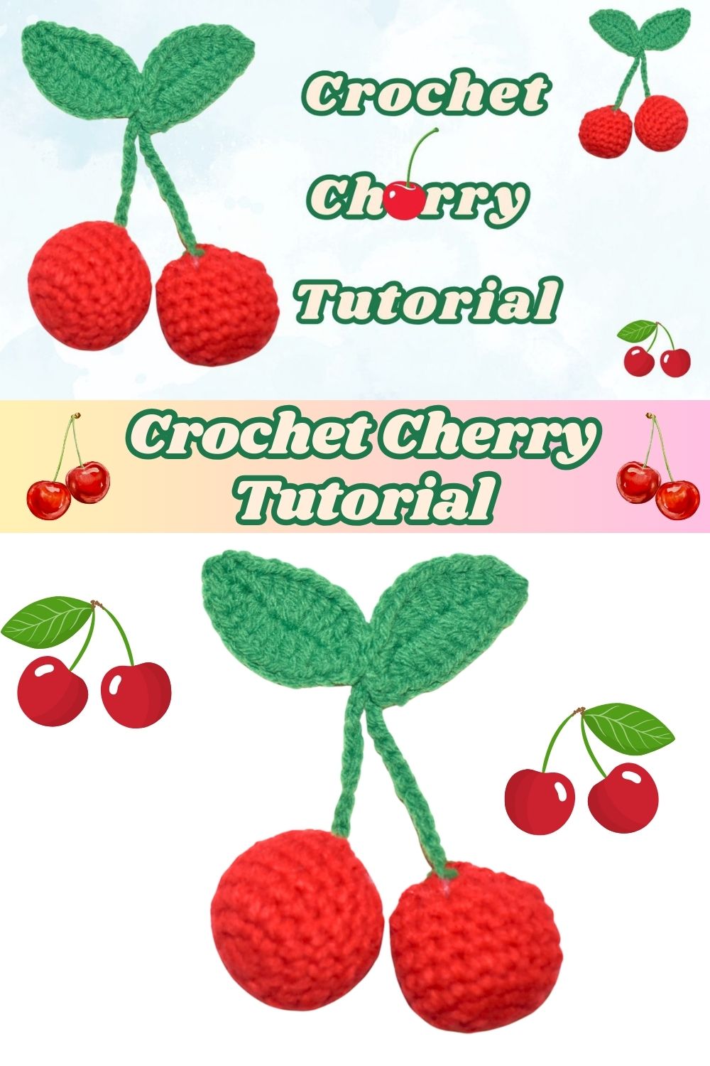 Easy Crochet Cherry Pattern for Beginners - Amys DIY Frugal Life
